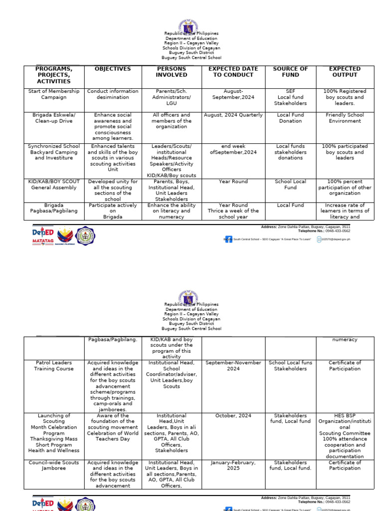 BSP 2024 ACTION PLAN | PDF | Scouting | Youth Organizations