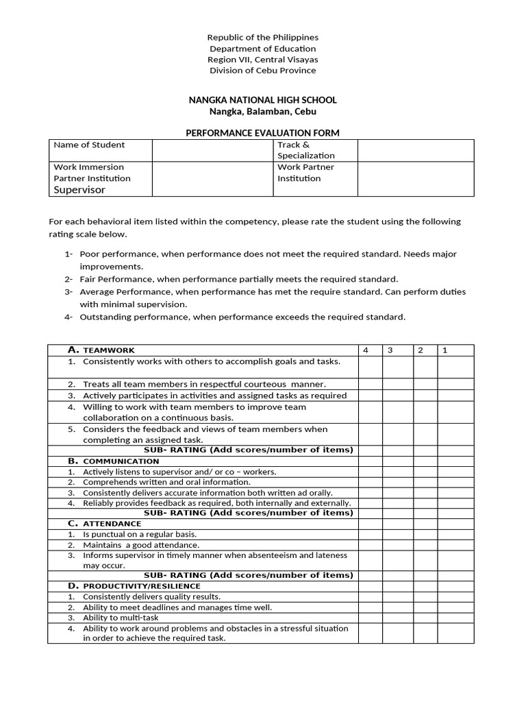 Evaluation Sheet | PDF | Psychological Resilience | Psychology