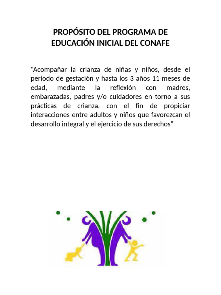 PROPÓSITO DEL PROGRAMA DE EDUCACIÓN INICIAL DEL CONAFE | PDF