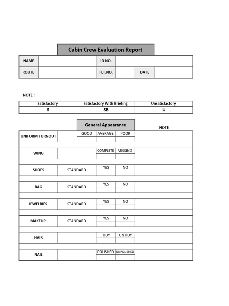 Cabin Crew Evaluation Report | PDF | Psychology | Psychological Concepts