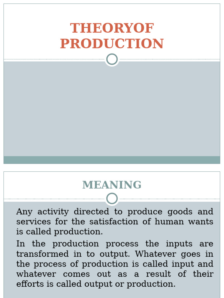Understanding Production Theory and Functions | PDF | Production ...
