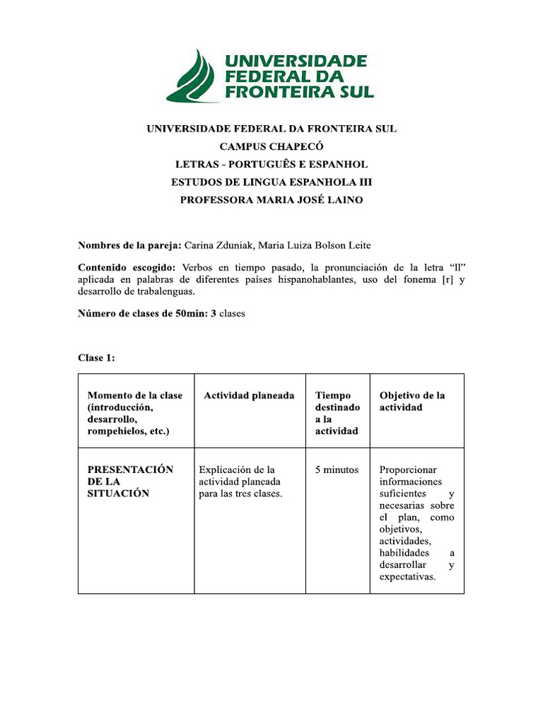 Una Clase de Lengua Española | PDF