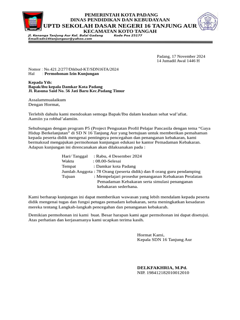 Surat Izin Ke Damkar Kota Padang | PDF