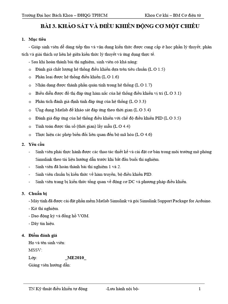2024.10.20 - Bai 3 Khao Sat Va Dieu Khien Dong Co - BTS7690 | PDF