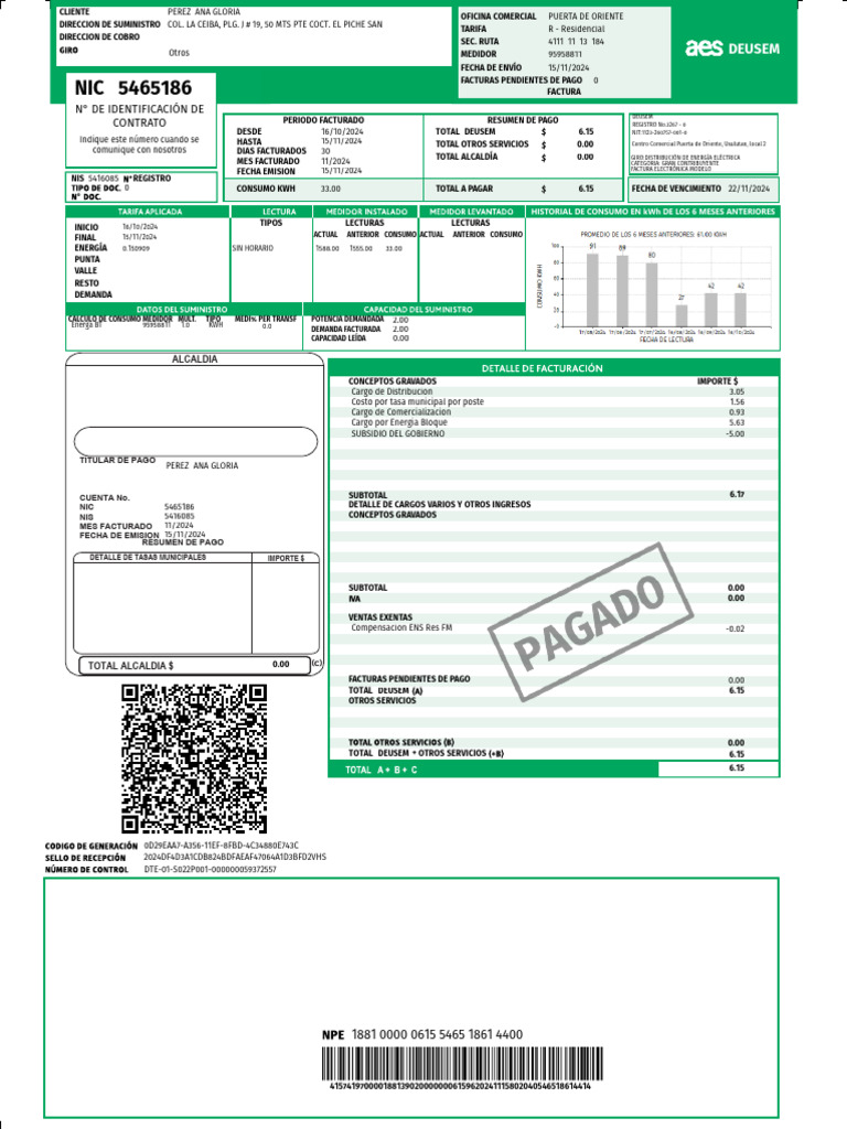 Recibo de energia electrica | PDF | Electromagnetismo | Naturaleza