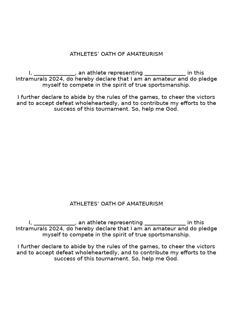 Athletes Oath | PDF