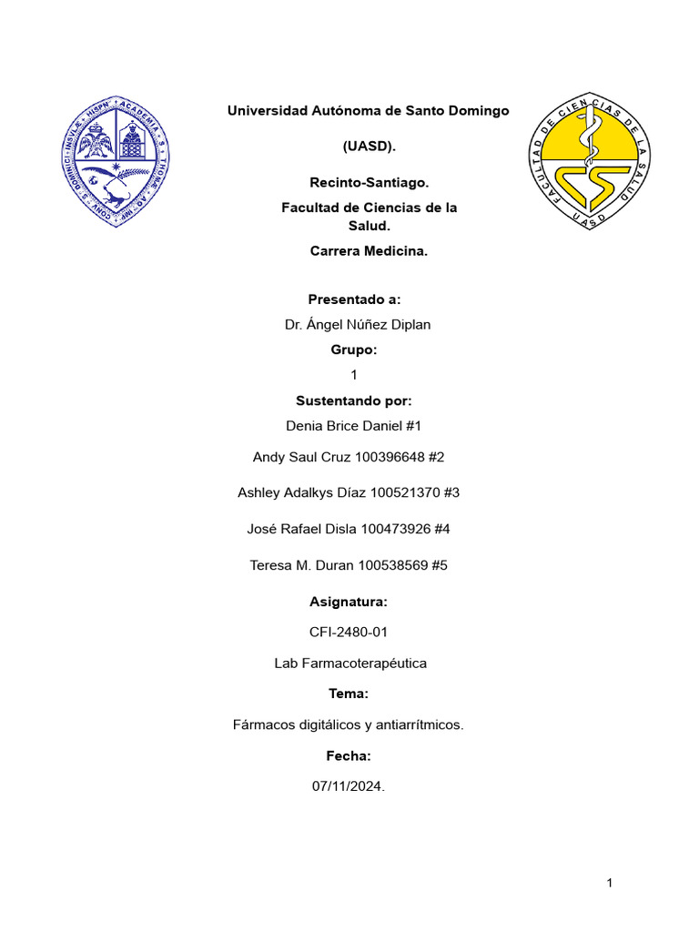 Fármacos Digitálicos y Antiarrítmico | PDF | Medicamentos con receta ...