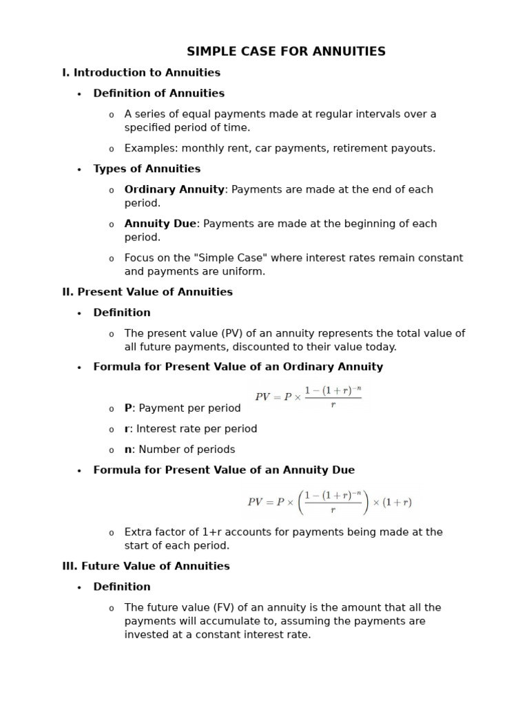 Simple Case Annuities | PDF | Present Value | Life Annuity