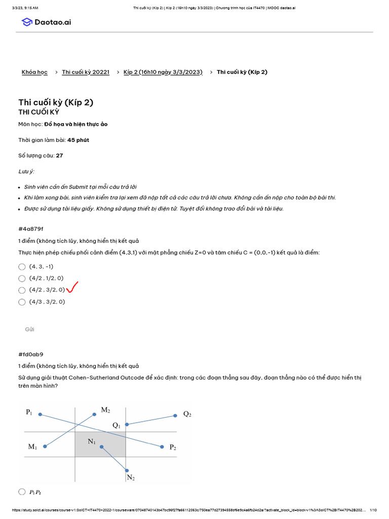 Thi cuối kỳ Kíp 2 - Kíp 2 16h10 ngày 3 - 3 - 2023 - Chương trình học ...