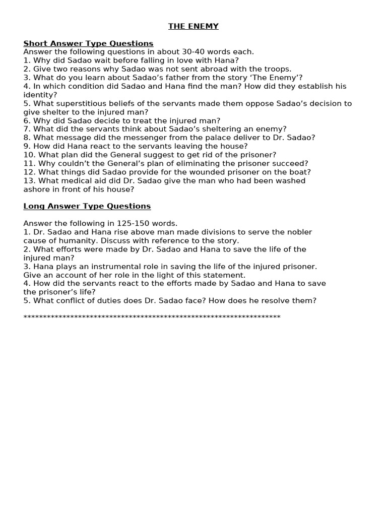 Test Paper 22the Enemy22 | PDF