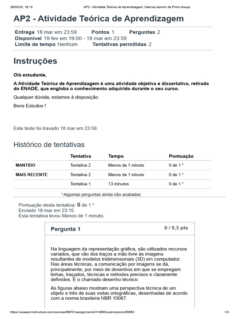 AP2 - Atividade Teórica de Aprendizagem - Desenho Tcnico e Universal | PDF | Aprendizado