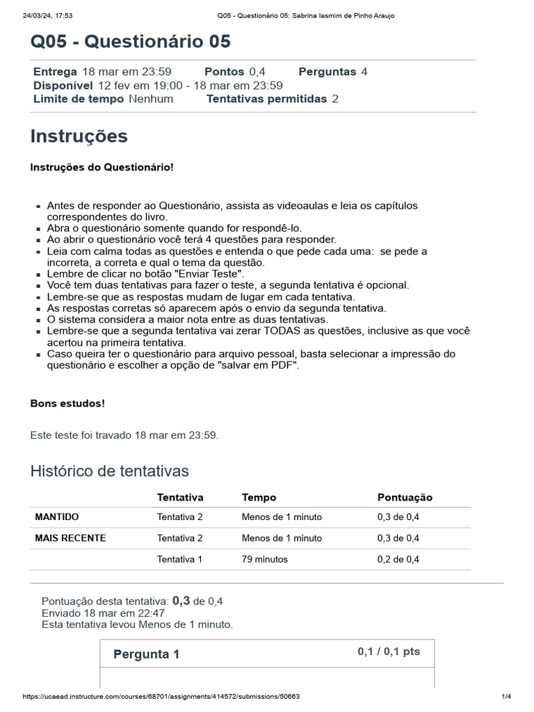 Q05 - Questionário 05 | PDF | Perspectiva (gráficos)