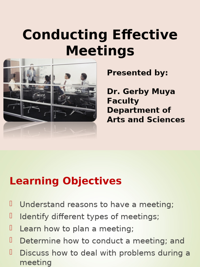 Conducting Effective Meetings Part 1 | PDF | Agenda (Meeting ...