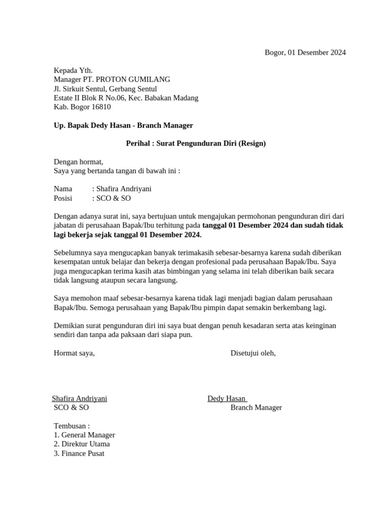 surat resign fix | PDF