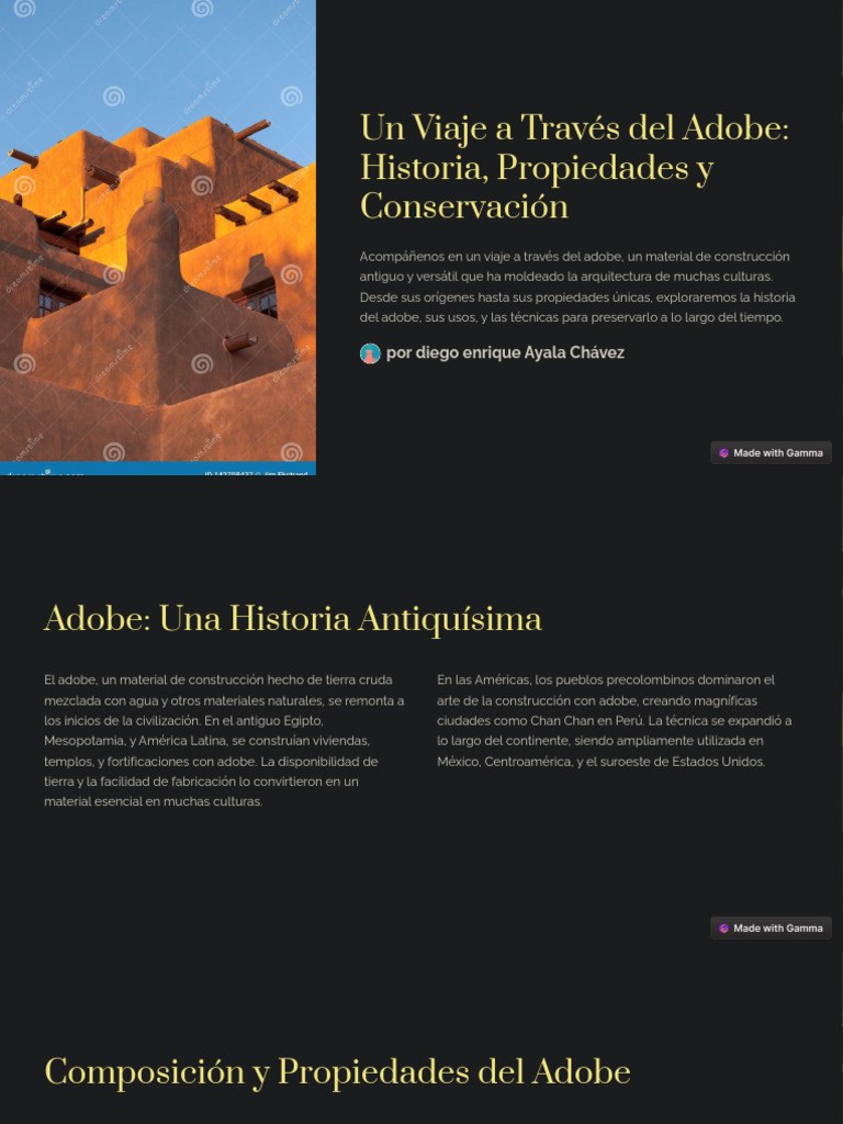 Un Viaje A Traves Del Adobe Historia Propiedades y Conservacion | PDF