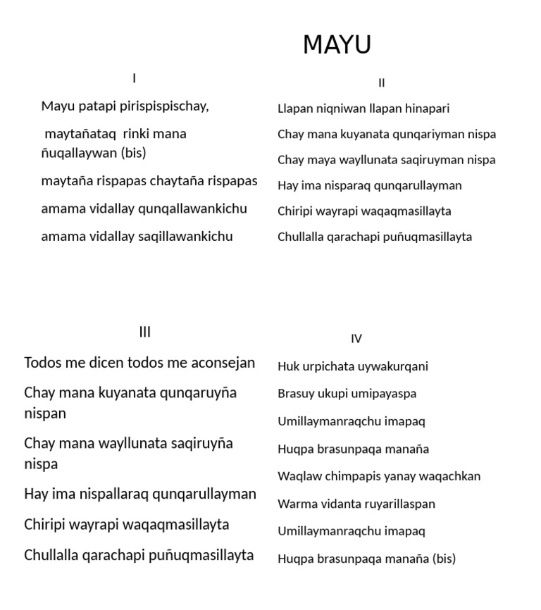 MAYU CANCION (Abdòn Flores Taype | PDF