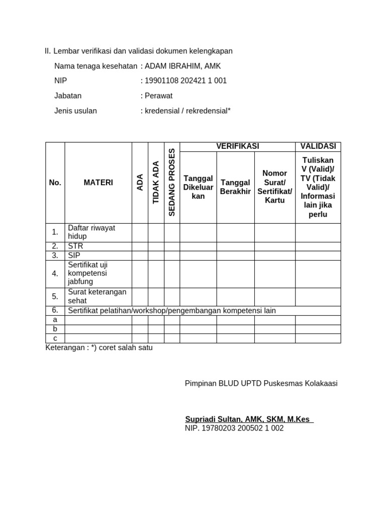Verifikasi Dokumen Tenaga Kesehatan | PDF