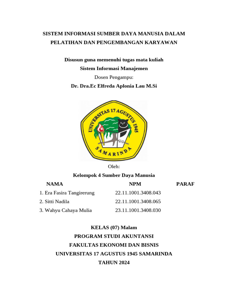 SISTEM INFORMASI SUMBER DAYA MANUSIA DALAM PELATIHAN DAN PENGEMBANGAN KARYAWAN (1) (4) (1) | PDF
