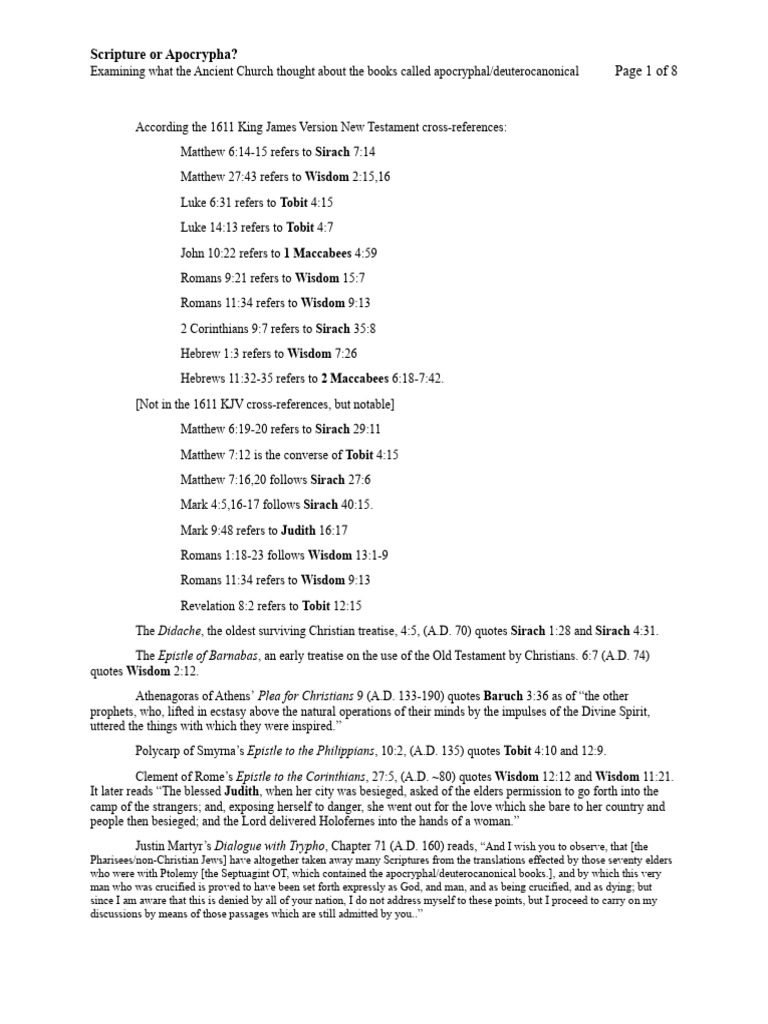 Deuterocanonicals, Scripture or Apocrypha | PDF | Biblical Canon | Bible