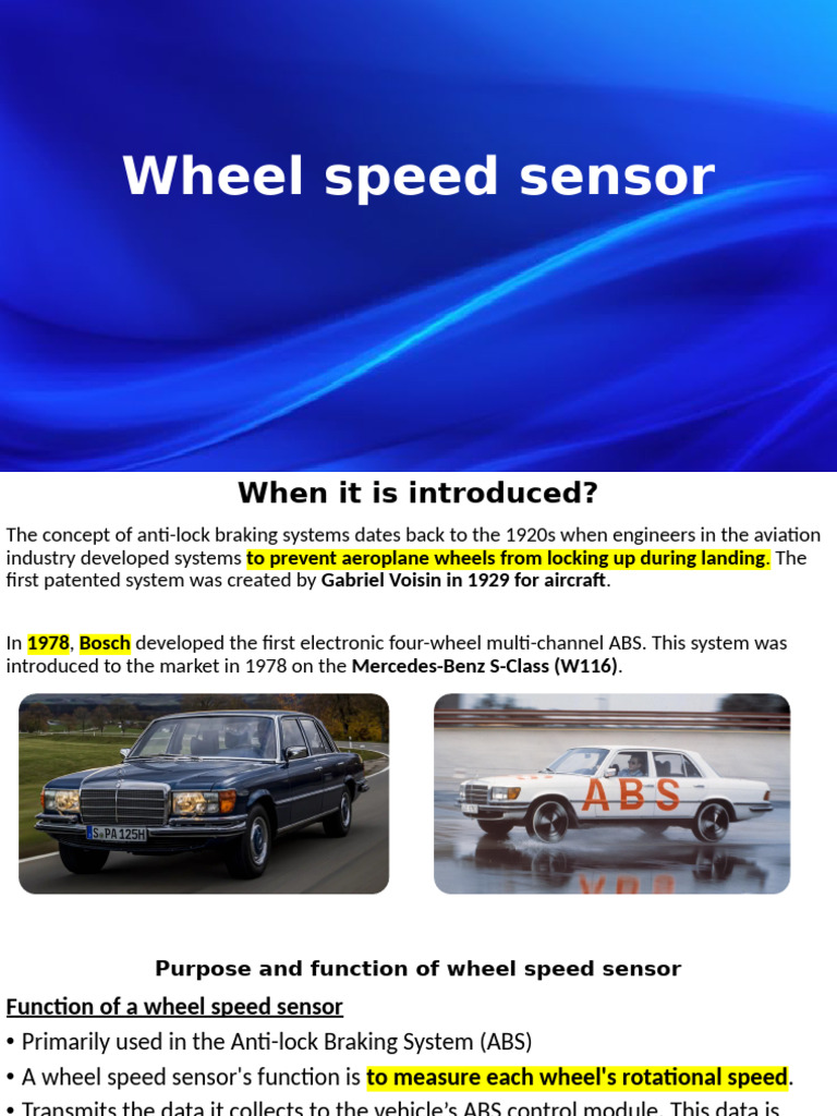 Wheel Speed Sensor Overview and Function | PDF