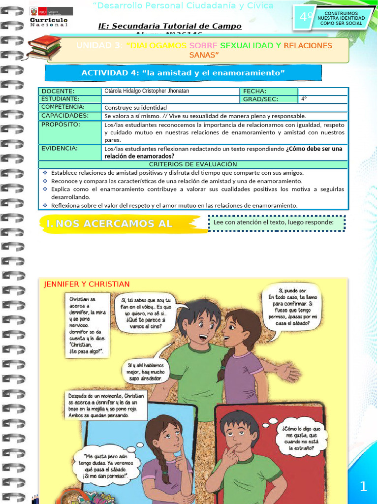 3° DPCC - Actv.04-Unid.3 2023 | PDF | Amor | Amistad
