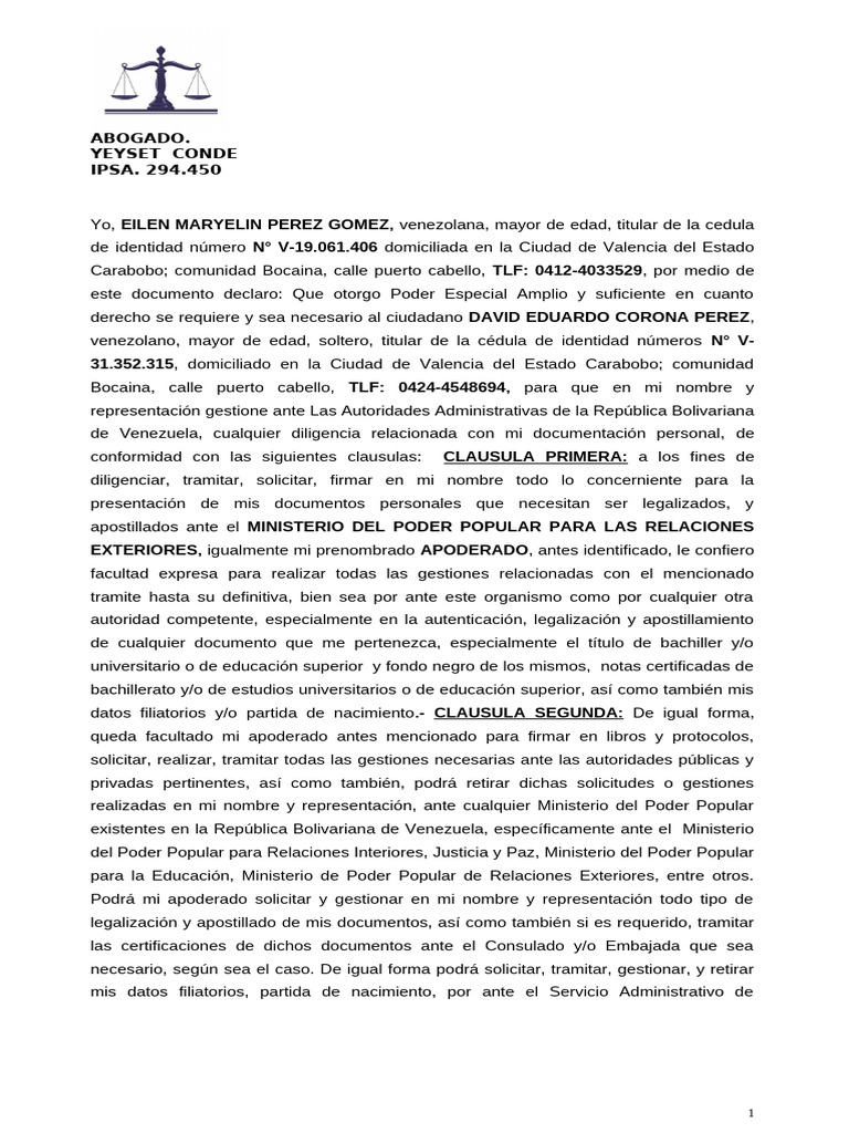 Poder para legalizar y apostillar | PDF | Administración Pública | Venezuela