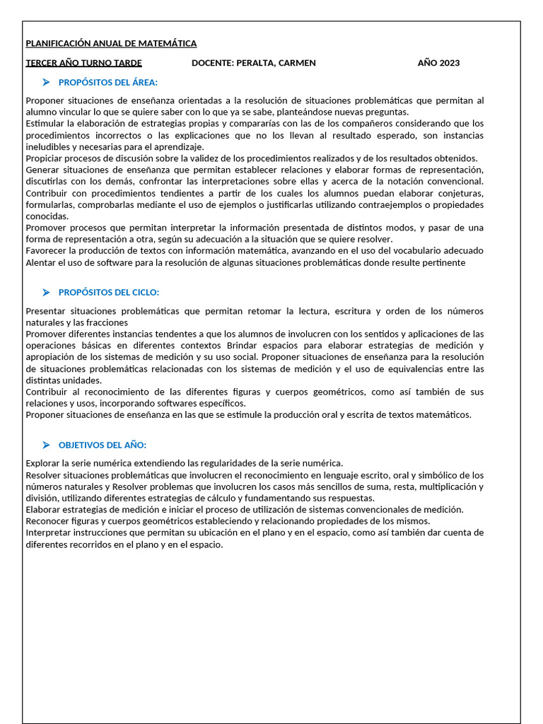 ANUAL DE MATEMATICA 3RO 2023 | PDF | Evaluación | Geometría