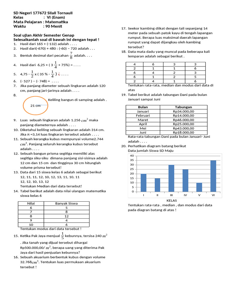 Soal Akhir Semester2 Mate1 2022. | PDF