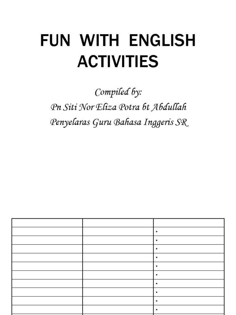 Fun With English Activities | PDF