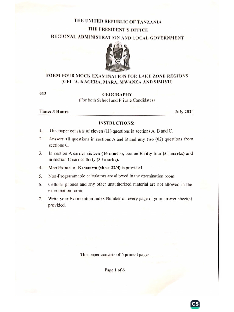 Lake Zone Mock Exam All in One - 095824 | PDF