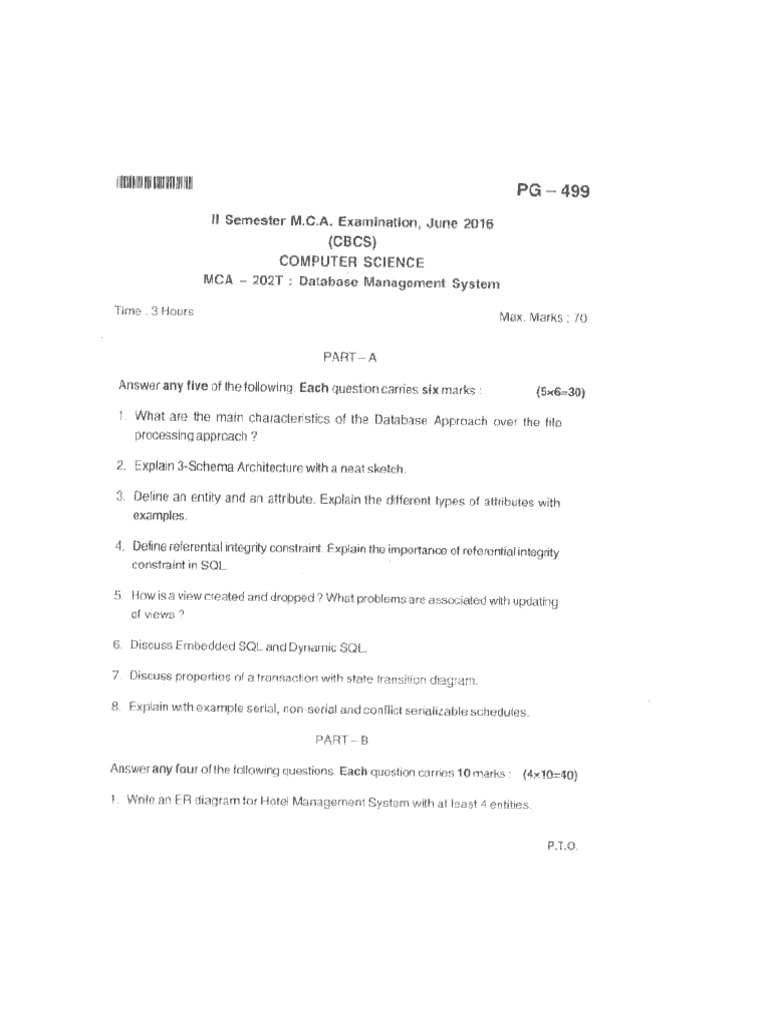 Mca 2 Sem Computer Science Database Management System Jun 2016 | PDF