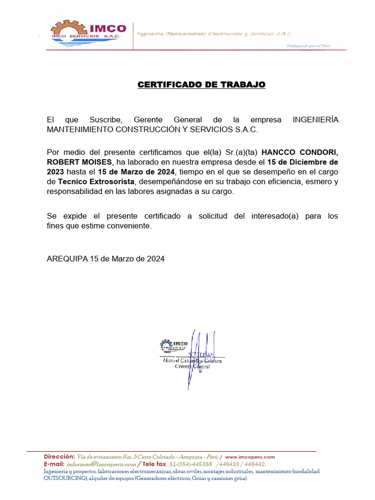 IMCO - Tecnico Extrosorista | PDF