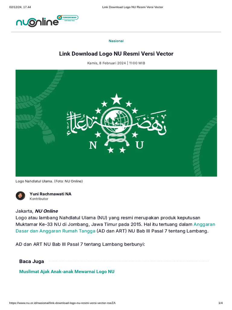 Unduh Logo Resmi NU Versi Vector | PDF