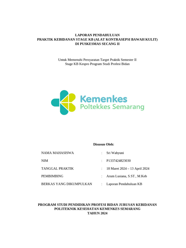 LP KB Implan - Sri Wahyuni | PDF