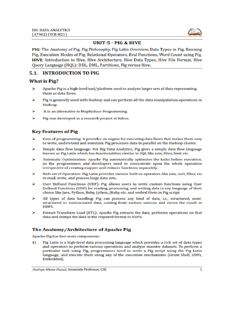 5 Big Data Analytics-PIG-HIVE R1 A7902 ABP | PDF
