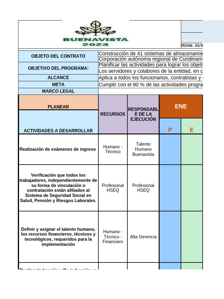 Sst-Pla-006 Plan de Trabajo Buenavista | PDF