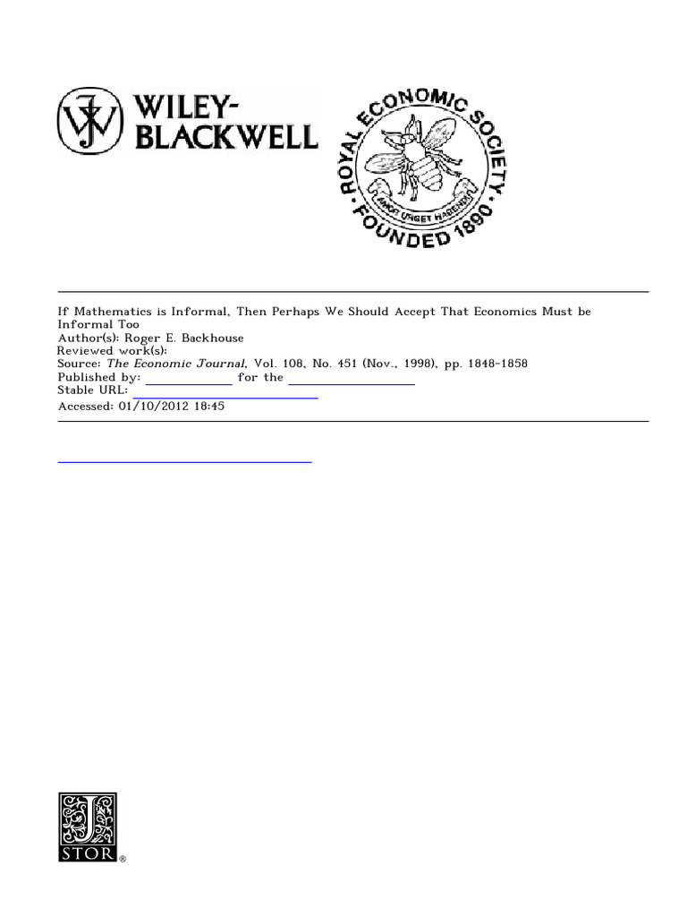 Backhouse 1998 If Mathematics Is Informal, Then Perhaps | PDF | Theorem ...