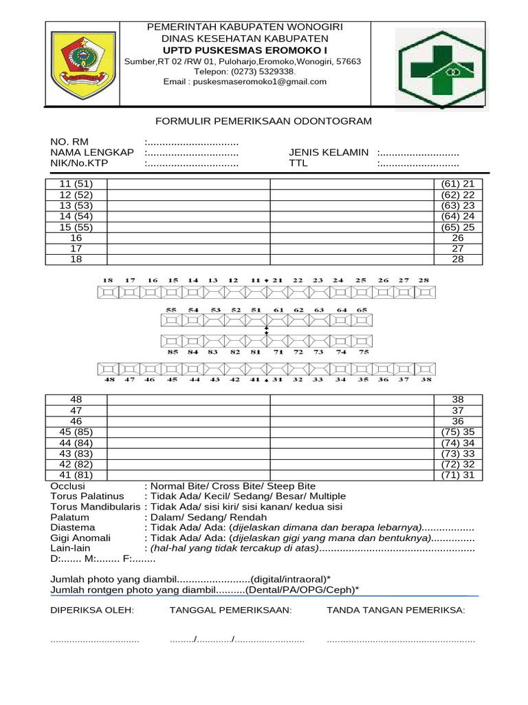 form ODONTOGRAM eromoko 1 | PDF