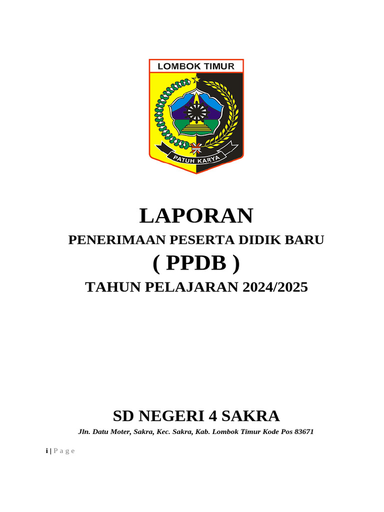 LAPORAN PPDB SDN 4 SAKRA 2024 | PDF