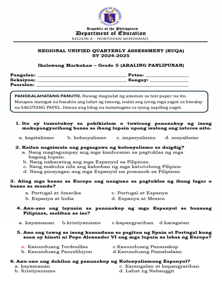 AP G5 Test Questionaire Q2 | PDF