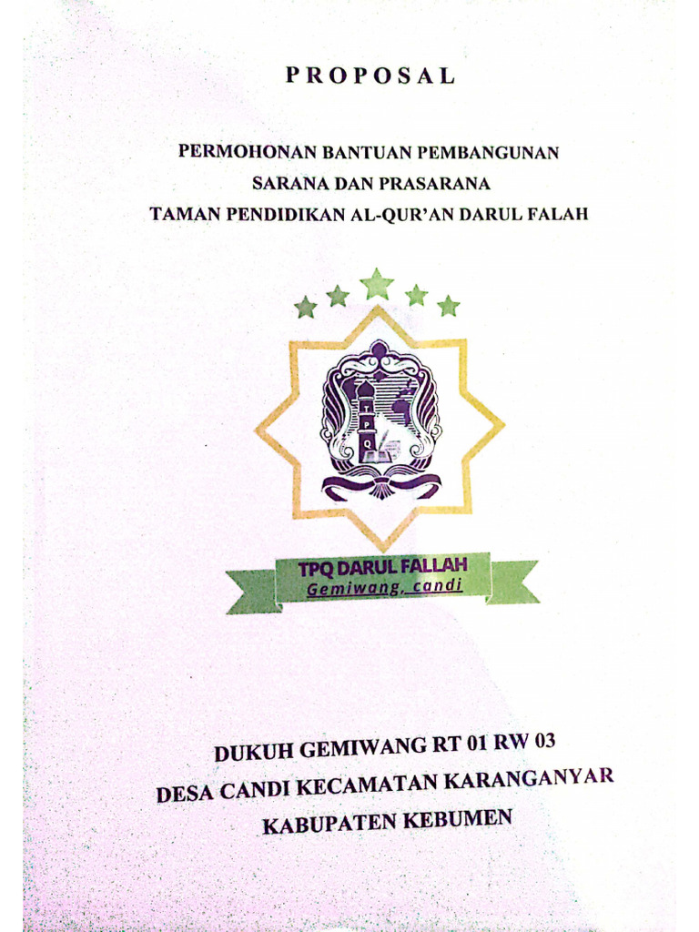 Proposal Pembangunan Gedung TPQ DARUL FALAH Candi Gemiwang | PDF