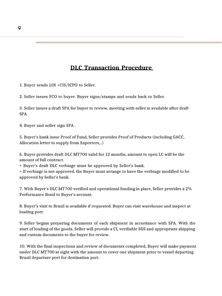 DLC Transaction Procedure Guide | PDF