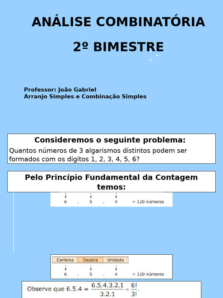 Arranjo Simples: Fórmulas e Exemplos | PDF