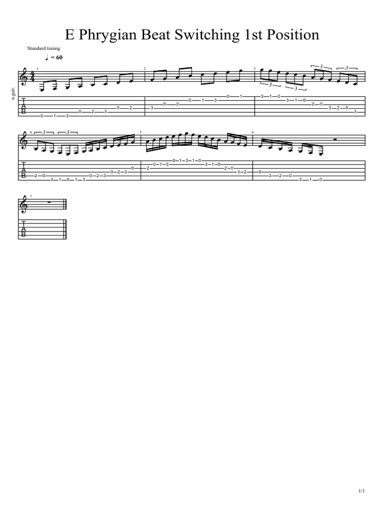 E Phrygian Beat Switching 1st Position | PDF | Character Encoding