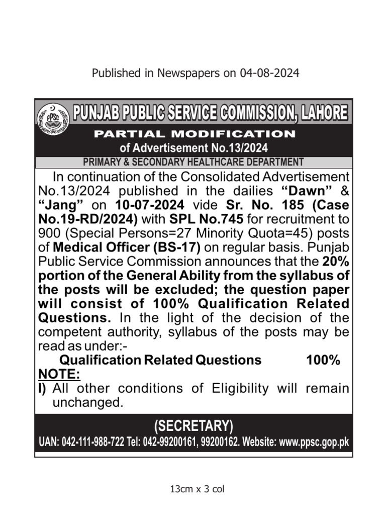 Partial Modification of Advertisement No.13-2024 04-08-2024 ...