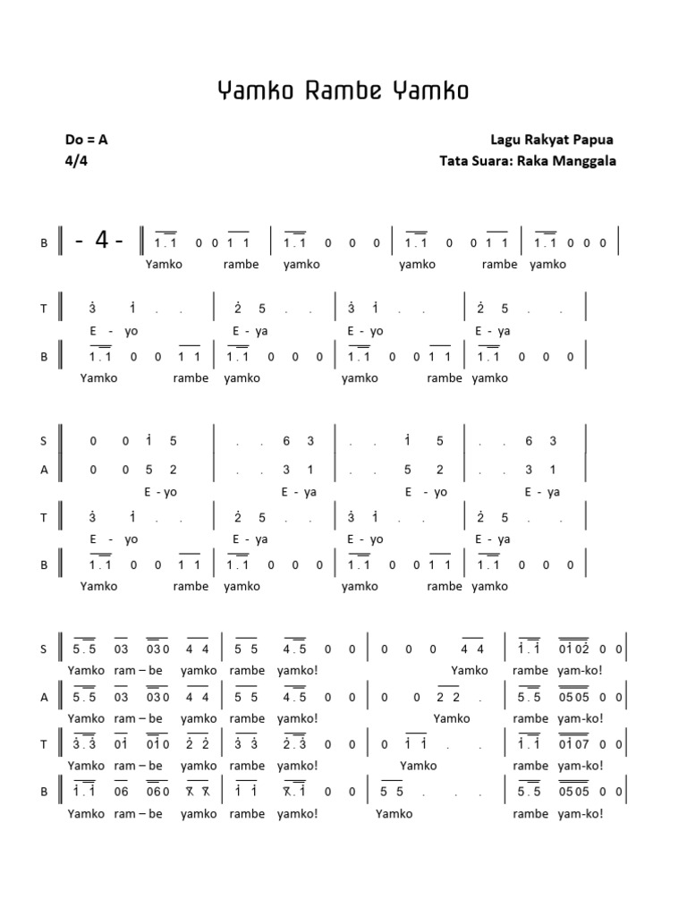 Yamko Rambe Yamko - SATB | PDF