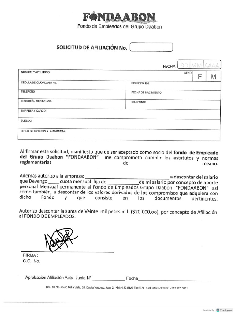 FORMATO AFILIACION FONDAABON(2) | PDF