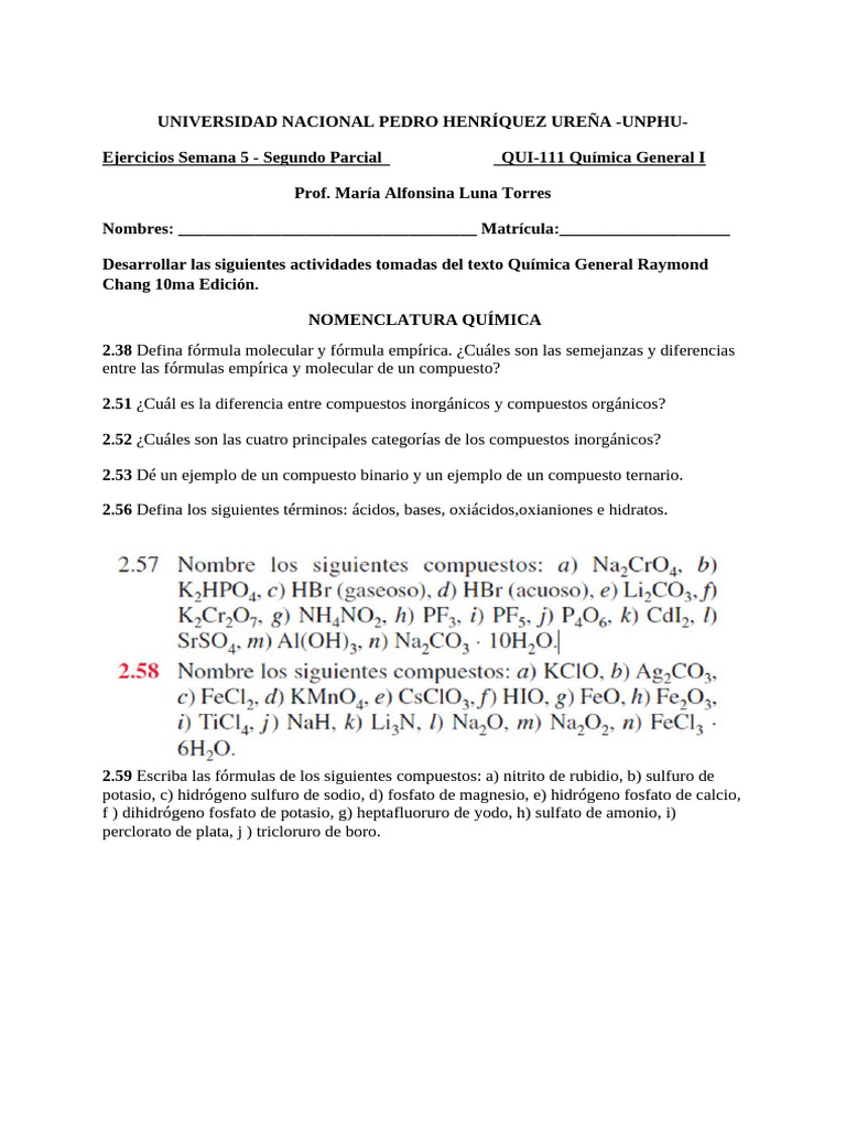 2P - Ejercicios Semana 5 - Nomenclatura | PDF