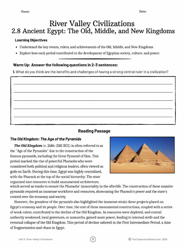 Ancient Egypt - The Old Middle and New Kingdoms | PDF