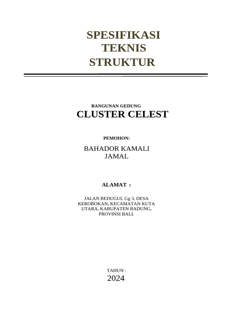Spesifikasi Teknis Struktur | PDF